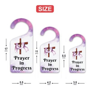 Prayer in Progress Religious Cross Door Hanger, Doorknob Sign, PVC Door ...