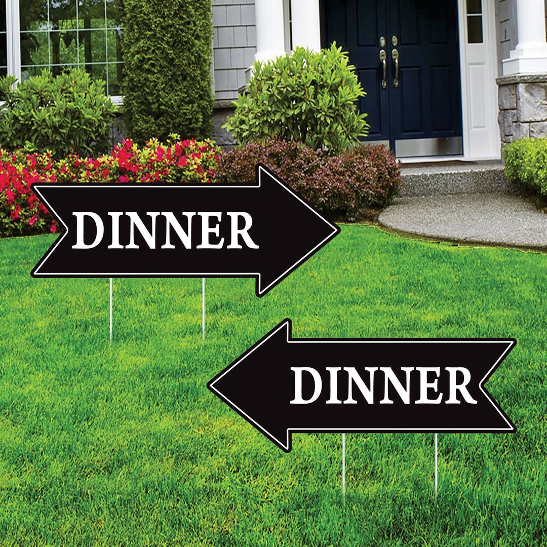 Pack of 2 Dinner Yard Signs With Arrows 23" X 10" - Coroplast Wedding ...