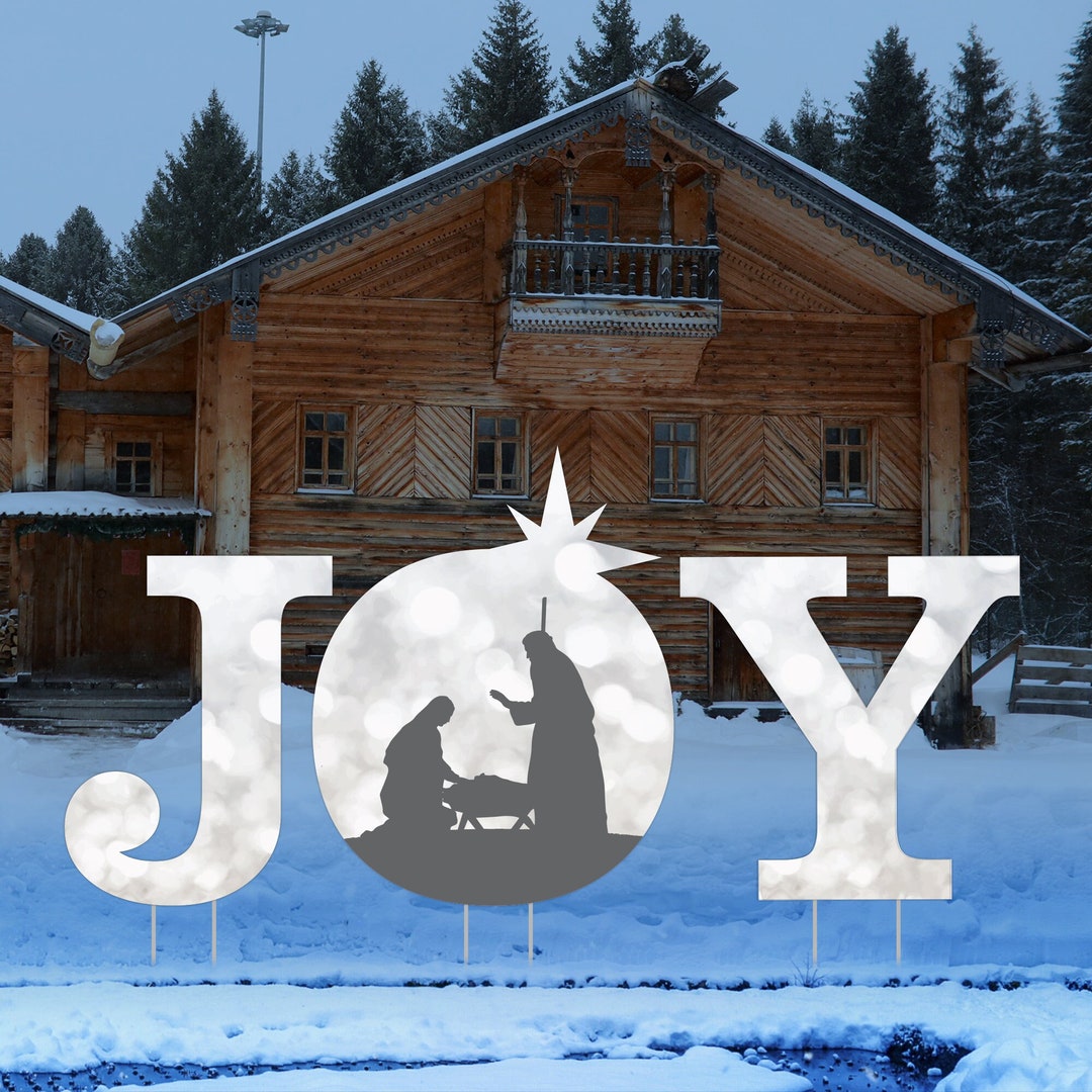 Holy Nativity - JOY Yard Sign Letters - Merry Christmas Yard Décor for ...