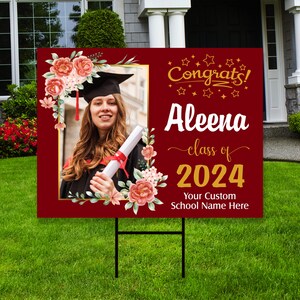 Personalized Graduation Yard Sign 2024 With Photo, 2024 Senior Grad ...