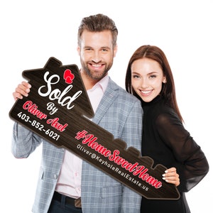 Personalized Real Estate Marketing Key Cutout Sign, Customized Realtor ...