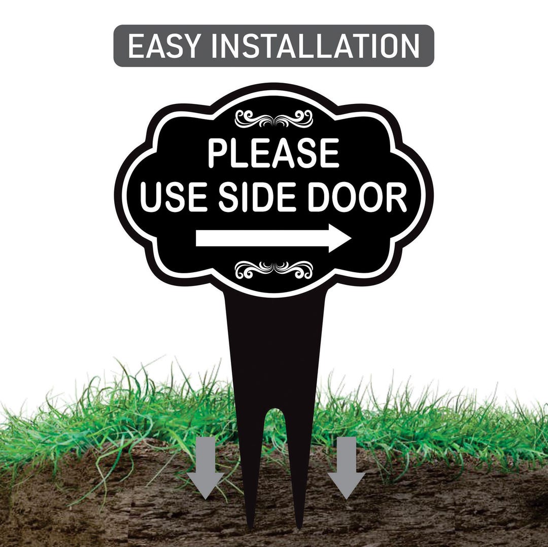 Please Use Side Door Yard Sign 10” X 14” - Rust-free Aluminum. Please ...