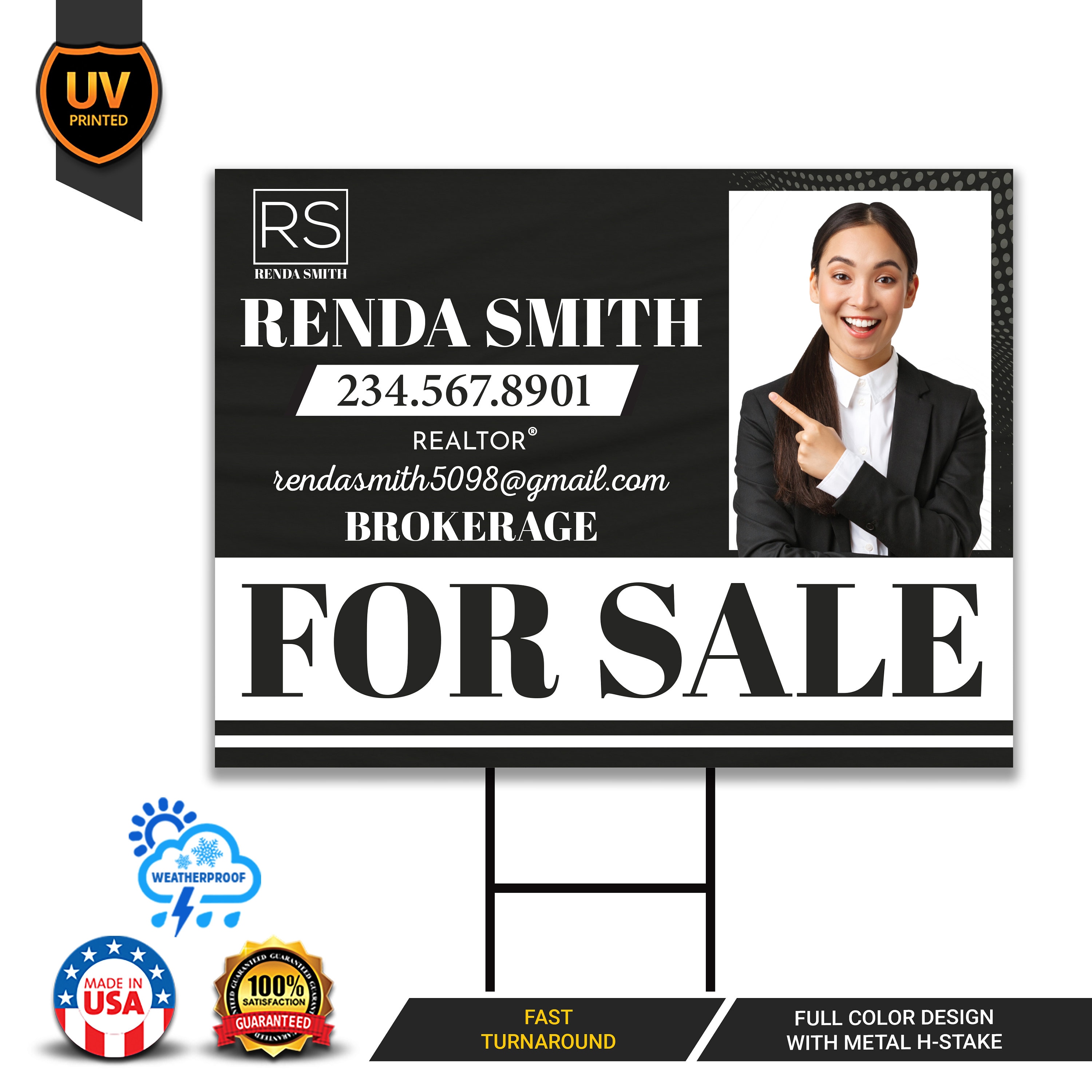 Real Estate Yard Sign Personalized - Coroplast for Sale Sign, Real ...