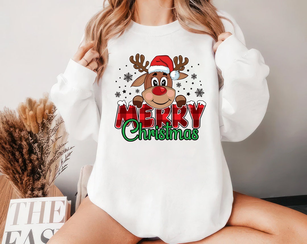 Christmas Reindeer Sweatshirt, Christmas Family Unisex Sweatshirt ...