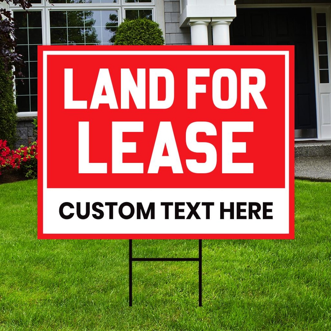 Land for Lease Yard Sign Personalized - Visible Text Custom Land for ...