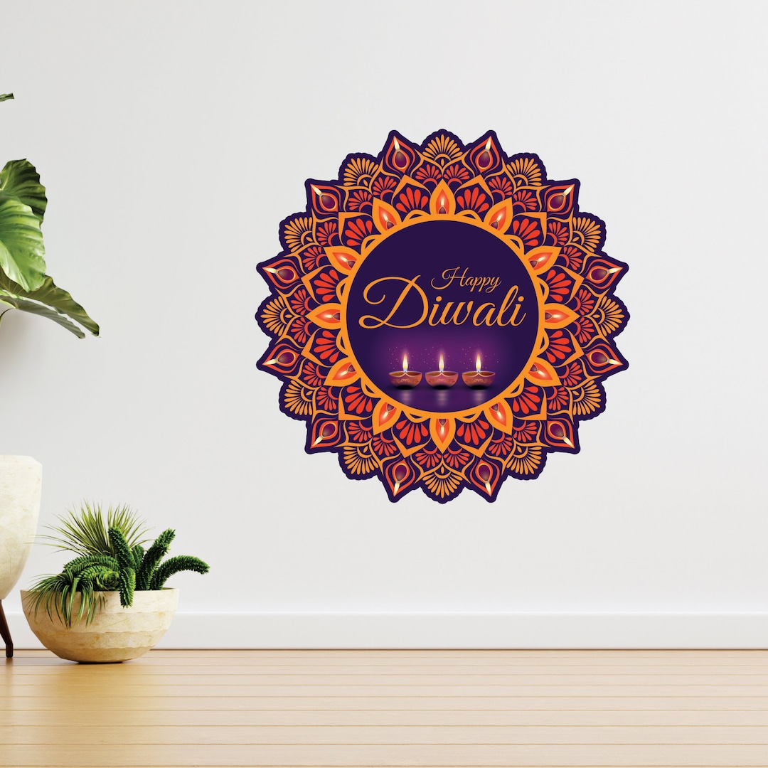 Diwali Wall Decal - Diwali Diya Wall Sticker - Vinyl Decal Indian ...