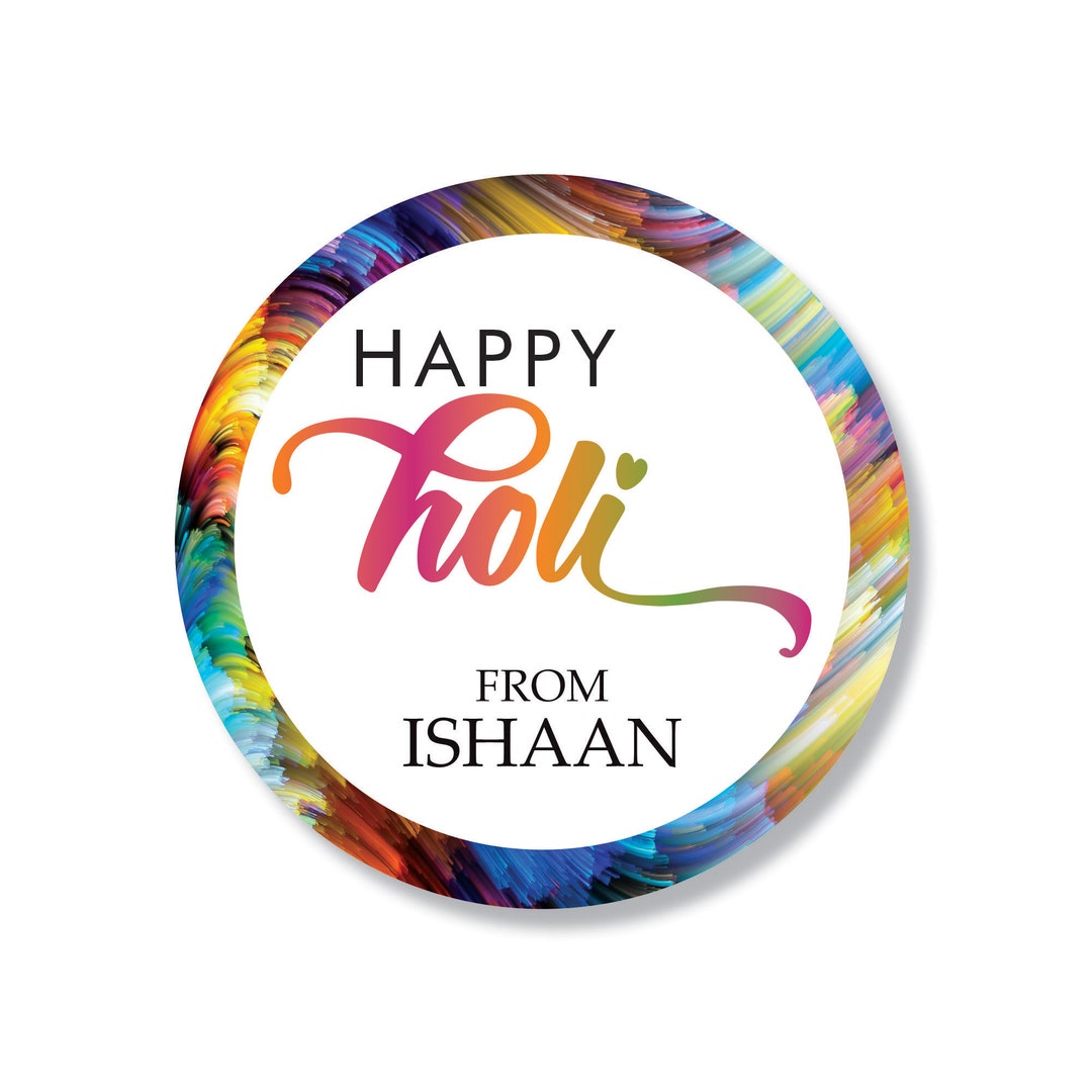 Personalized Happy Holi Stickers, Custom Hindu Spring Stickers, Happy ...