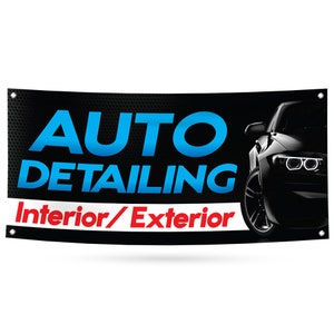 Auto Detailing Banner Sign - 13 Oz Heavy Duty Waterproof Auto Detailing ...