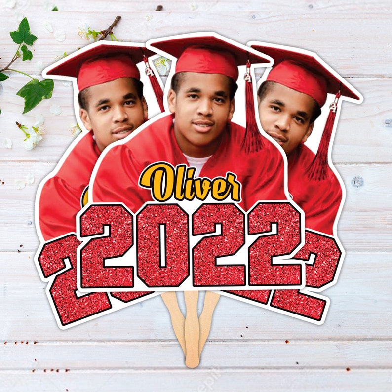 Custom Face Fans With Wooden Handle Graduation Head Grad - Etsy