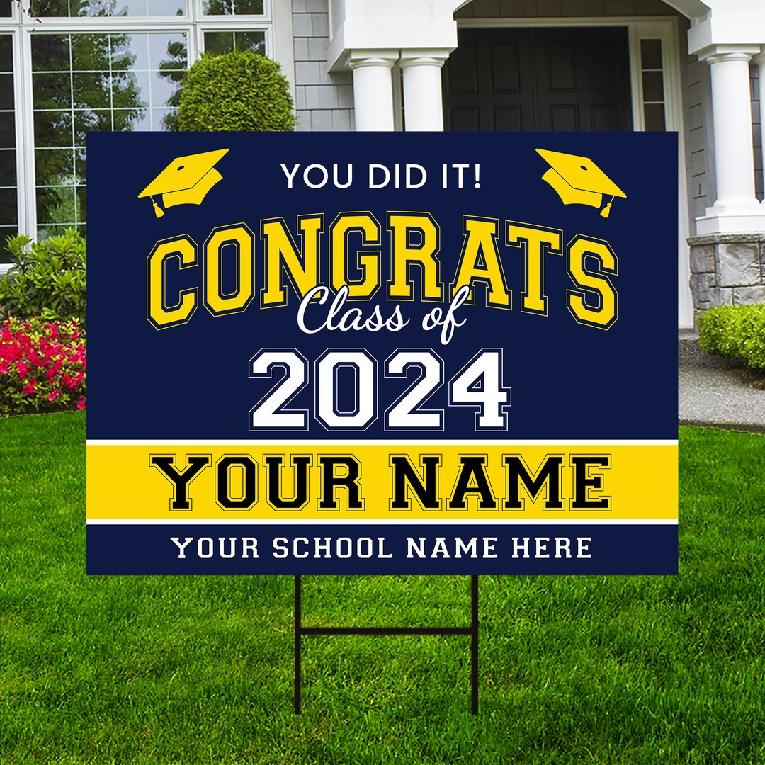 Personalized Graduation Senior Yard Sign 2024, Senior Grad Sign, Class ...