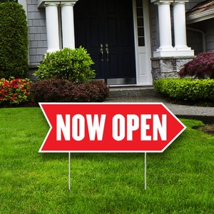 Pack of 2 Now Open Yard Signs With Arrows 23" X 7.5" - Coroplast Now ...