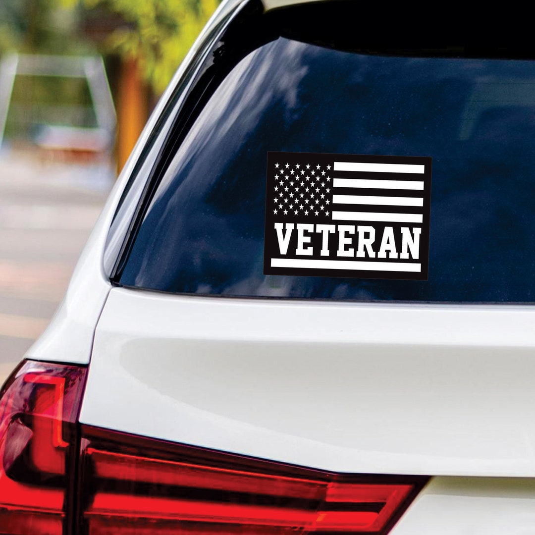 Veteran Flag Sticker Vinyl Decal American Flag Bumper Sticker Decal 6 X ...