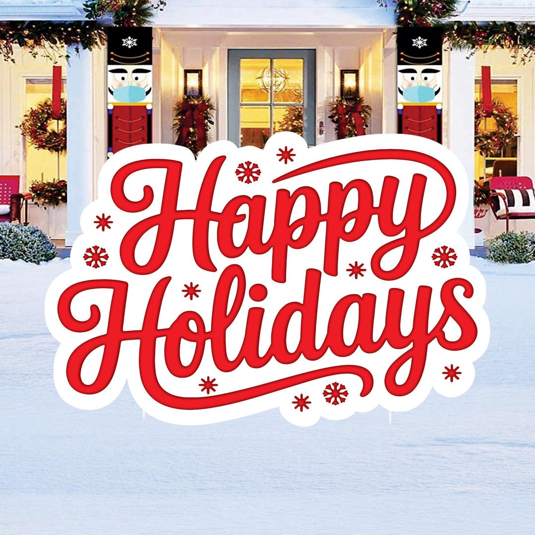 Happy Holidays Santa Yard Sign, Outdoor Christmas Lawn Decorations With ...