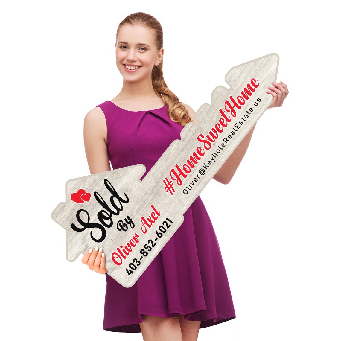Personalized Real Estate Marketing Key Cutout Sign, Customized Realtor ...