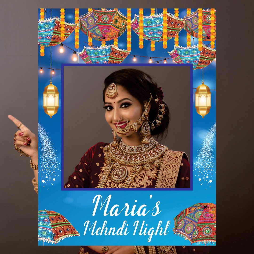 Personalized Mehndi Night Selfie Frame, Mehndi Selfie Frame, Photo ...