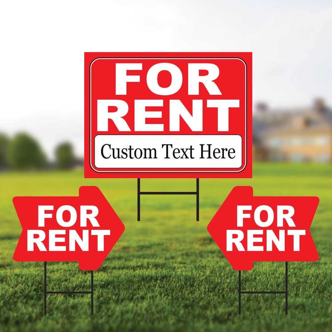 Custom for Rent Yard Sign (3 Pack) - Coroplast Double Sided Directional ...