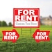 Custom for Rent Yard Sign 3 Pack Coroplast Double Sided Directional ...