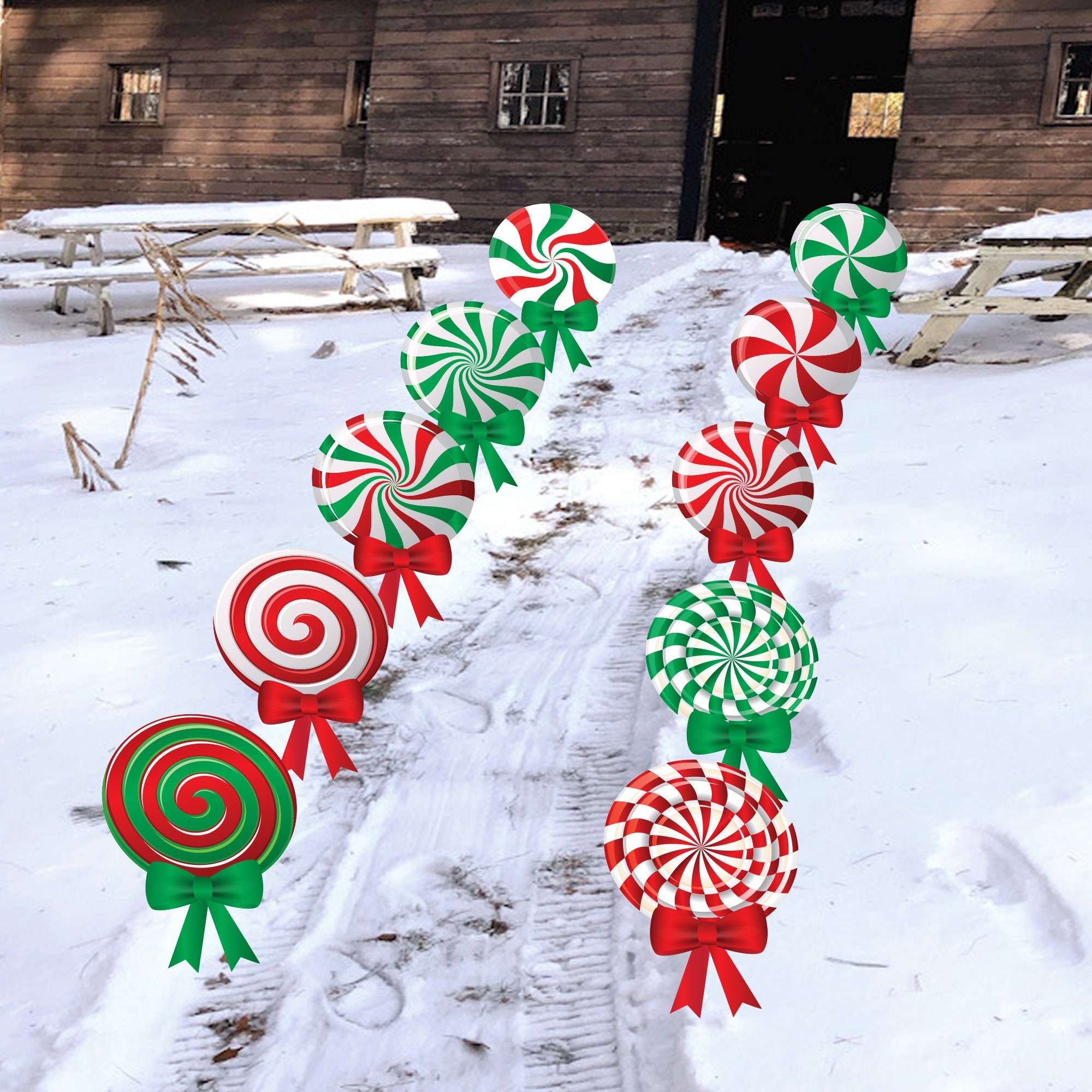 Christmas Peppermint Yard Sign Cutouts, Christmas Candy Theme ...