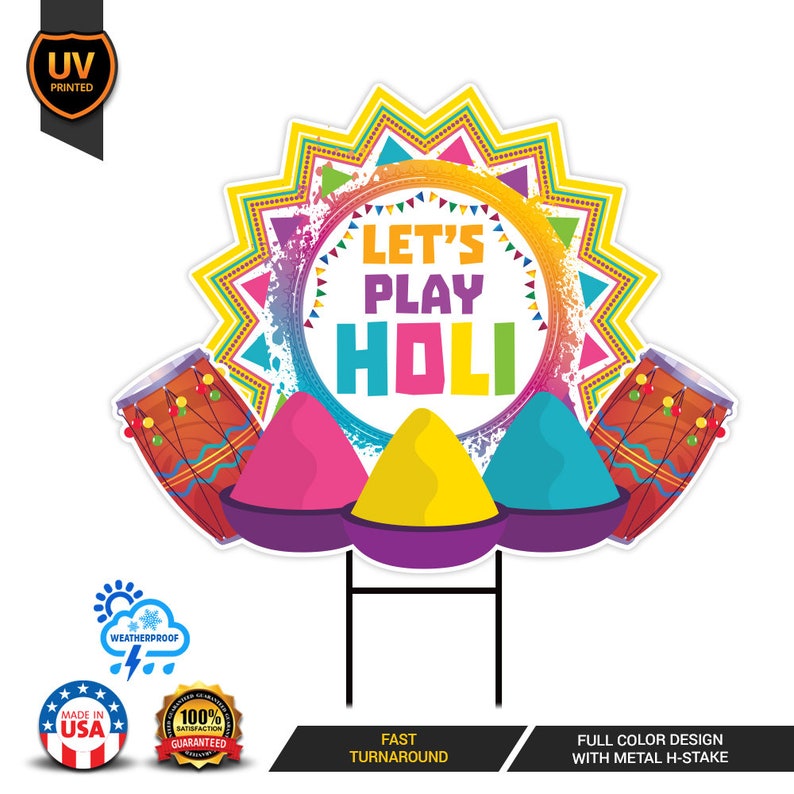 Holi Yard Sign - Coroplast Long Lasting Festival of Colors, Festival of ...