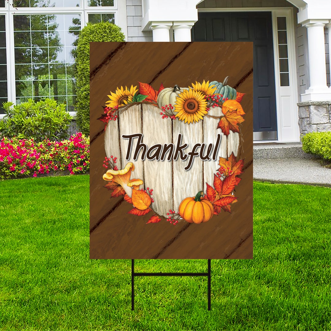 Happy Thanksgiving Yard Sign, Harvest Fall Autumn Decor, Be Thankful ...