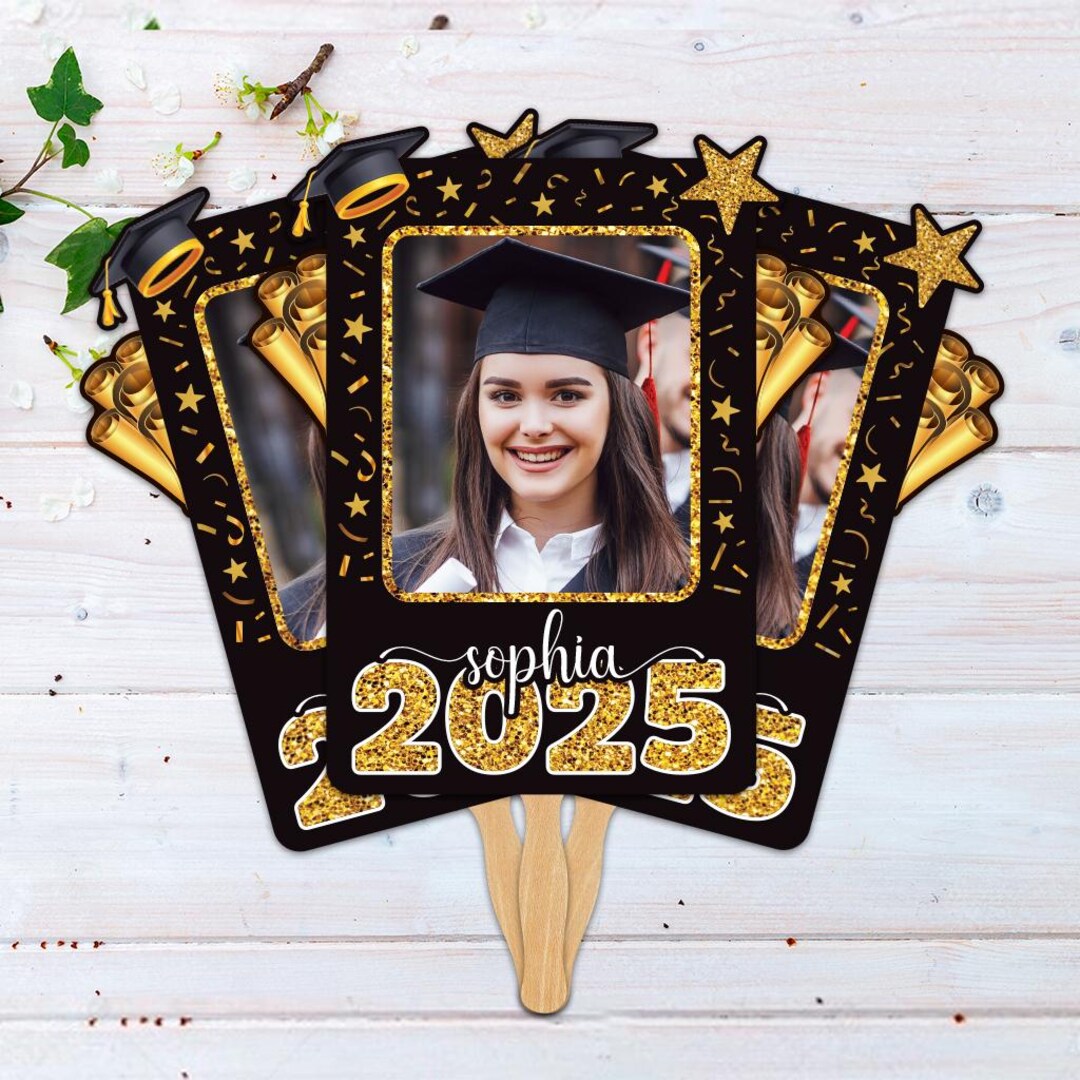 Custom Face Fans With Wooden Handle, Graduation Head, Grad Face Fans ...
