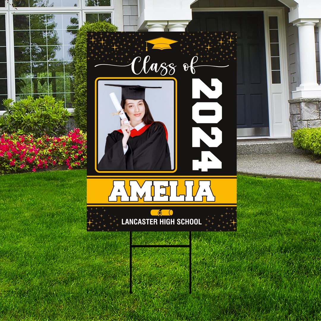 Personalized Graduation Yard Sign 2024 With Photo, 2024 Senior Grad ...