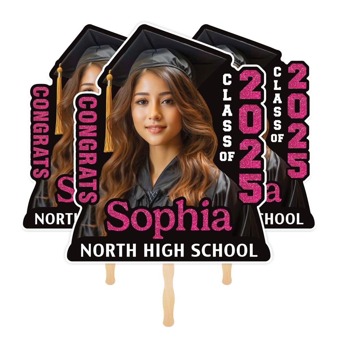 Custom Face Fans With Wooden Handle, Graduation Head, Grad Face Fans ...
