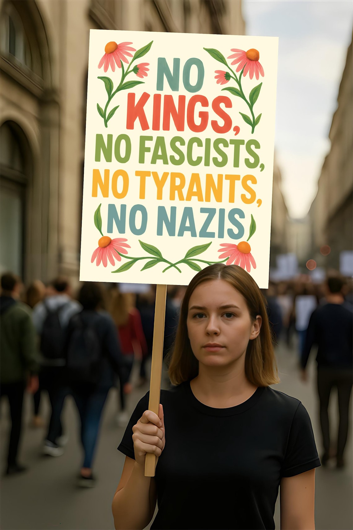 No Kings in America Protest Sign, Anti-trump Resistance, Democracy Not ...