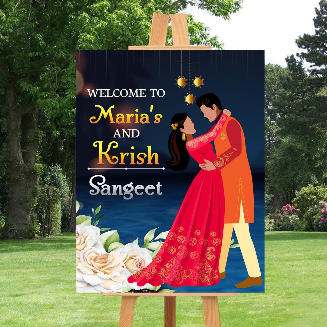 Custom Sangeet Foam Board Poster Sign Indian Wedding Decor Custom ...