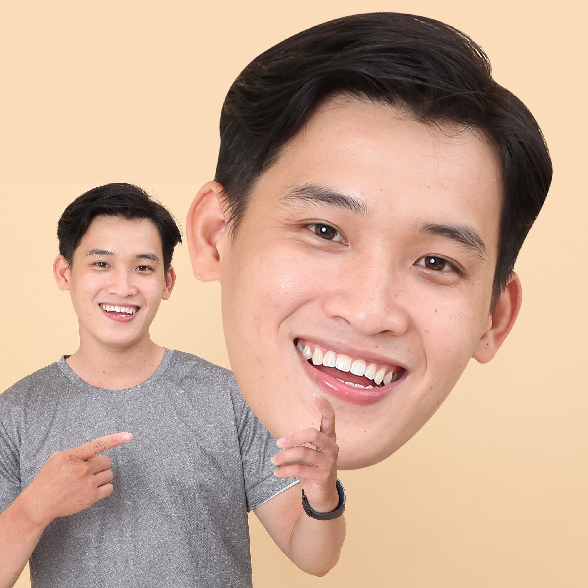 Custom Big Large Face Fans With Wooden Handle Wedding Heads - Etsy