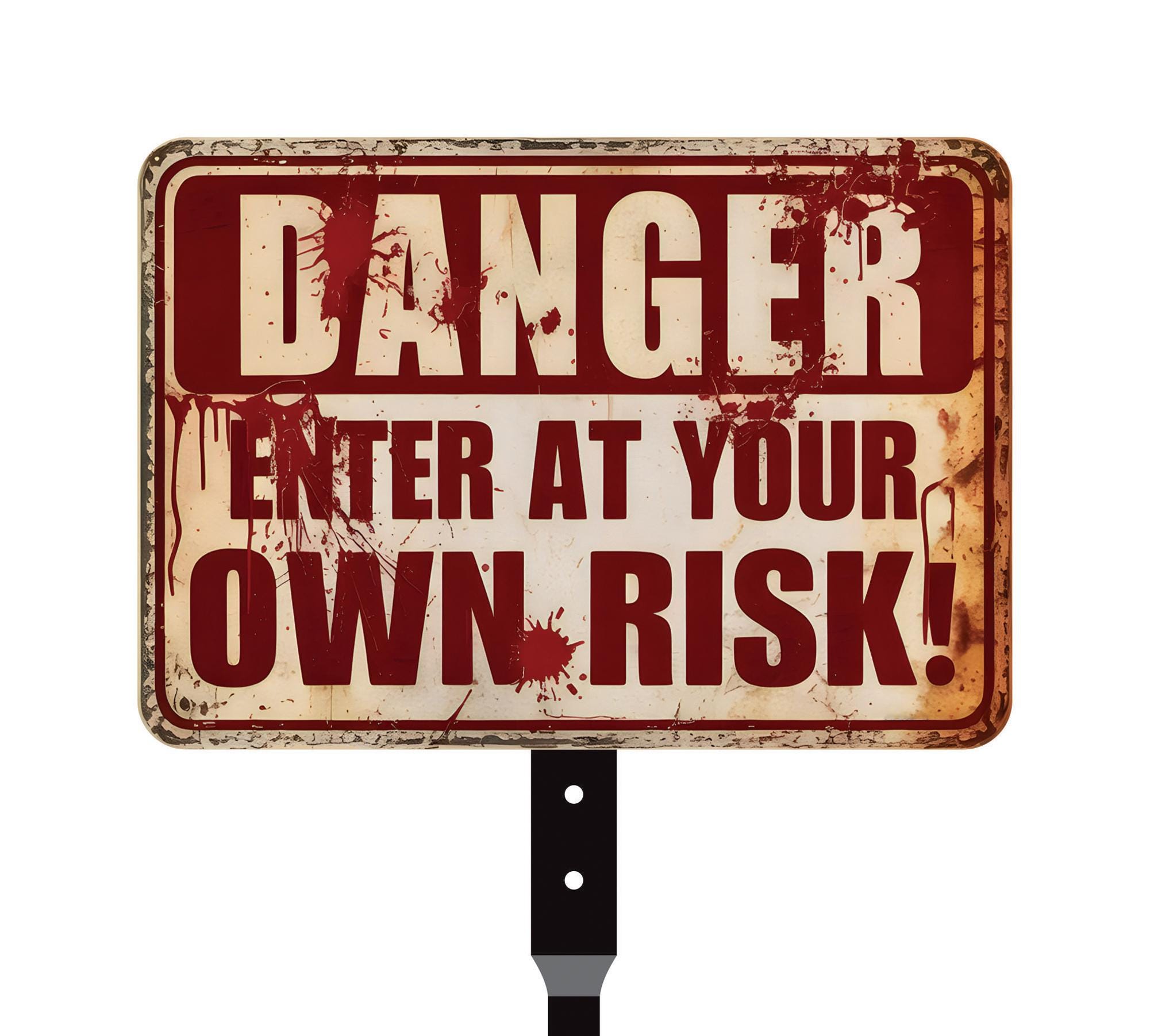 Halloween Enter at Your Own Risk Yard Sign With 16" Stake, Scary Bloody ...