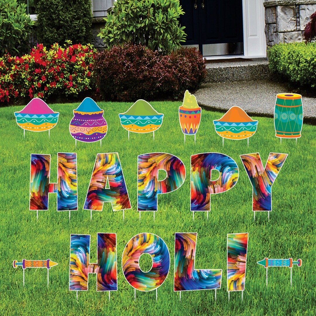 Holi Yard Sign Decorations Coroplast Holi Home Decor, Festival of ...