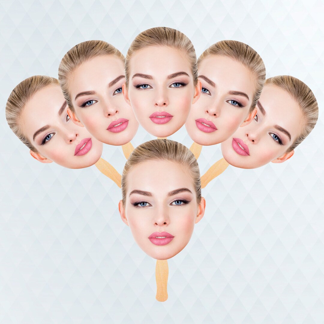 Custom Big Large Face Fans With Wooden Handle, Wedding Heads ...