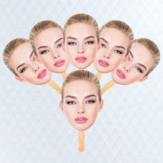 Custom Big Large Face Fans With Wooden Handle Wedding Heads - Etsy