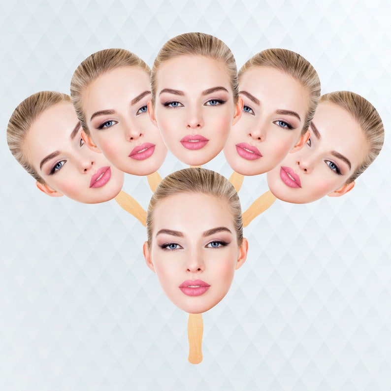Custom Big Large Face Fans With Wooden Handle, Wedding Heads ...