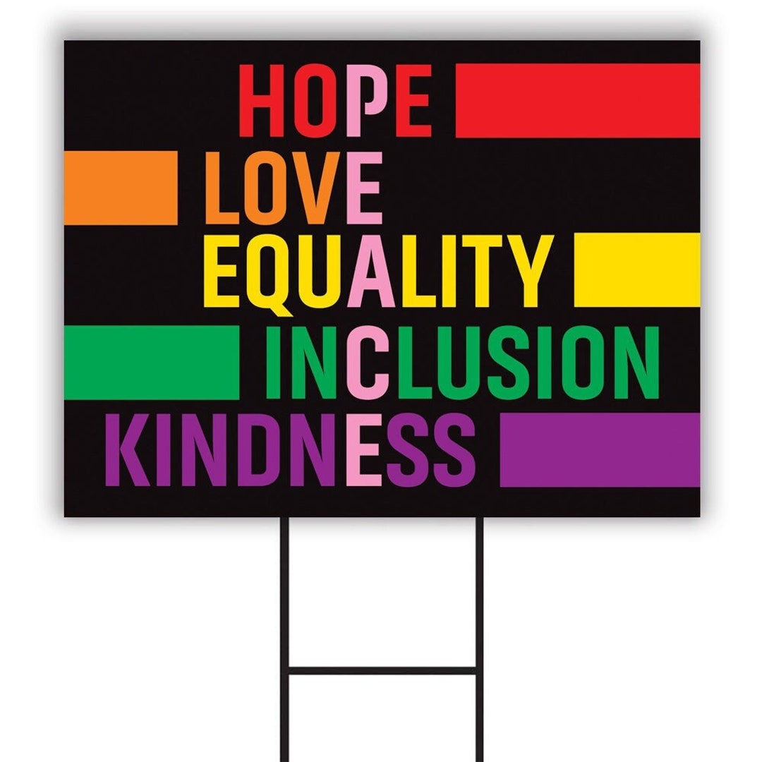 PEACE Yard Sign 24" X 18" - Visible Text Hope, Love, Equality ...
