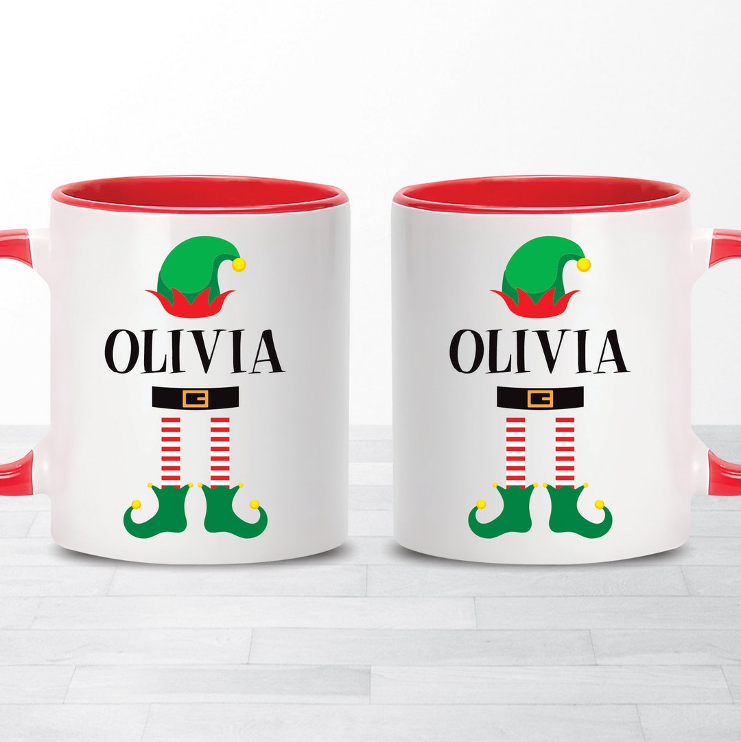 Personalized Christmas Coffee Mug, Customized Name Elf Mug, Xmas Coffee ...