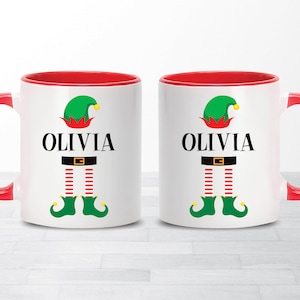 Personalized Christmas Coffee Mug, Customized Name Elf Mug, Xmas Coffee ...