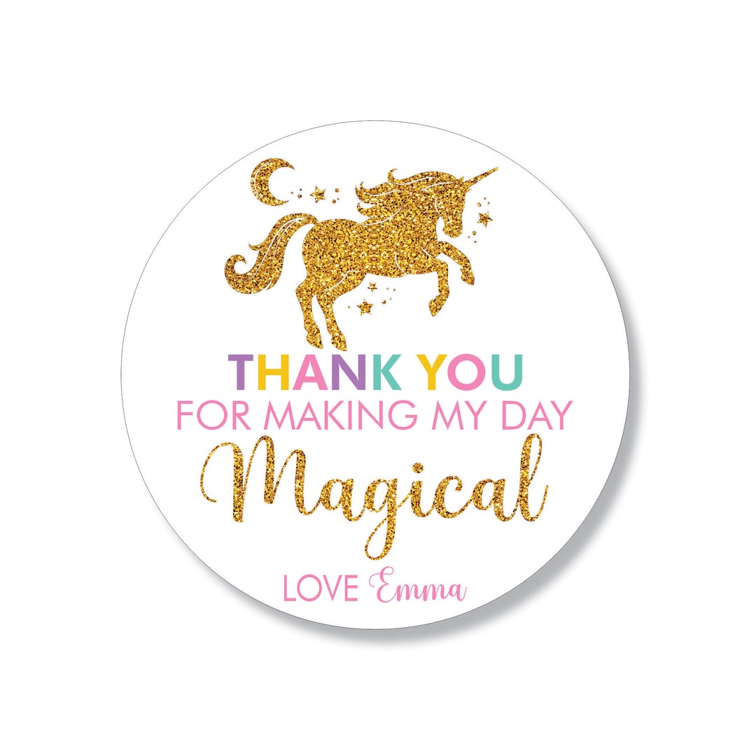 Personalized Unicorn Birthday Stickers, Custom Unicorn Magical Birthday ...
