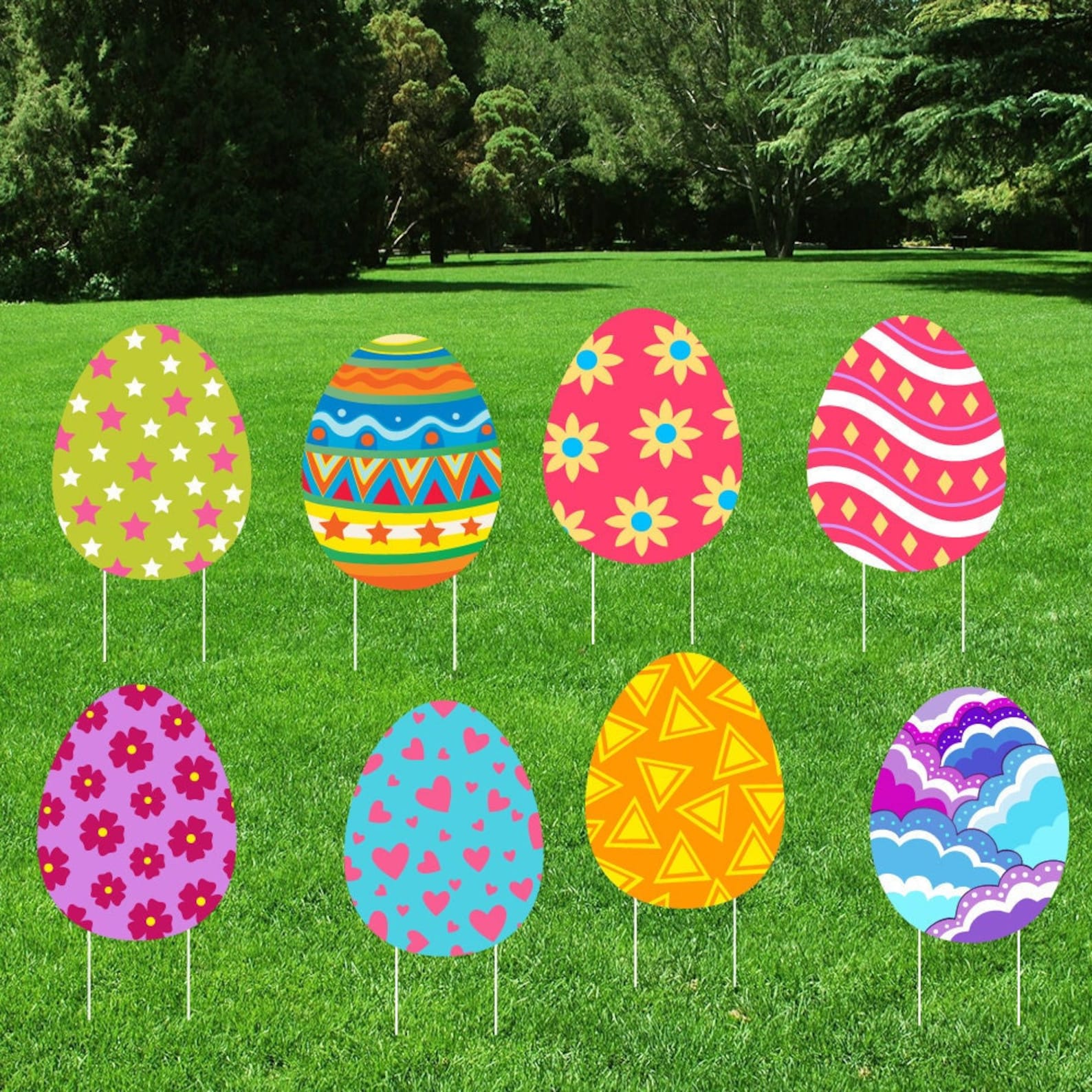 Easter Egg Yard Sign Decorations - Coroplast Easter Home Decor, Easter ...