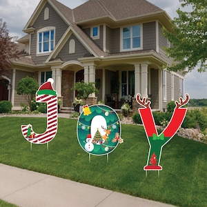 Christmas Joy Letters Yard Sign Cutouts, Christmas Theme Decorations ...