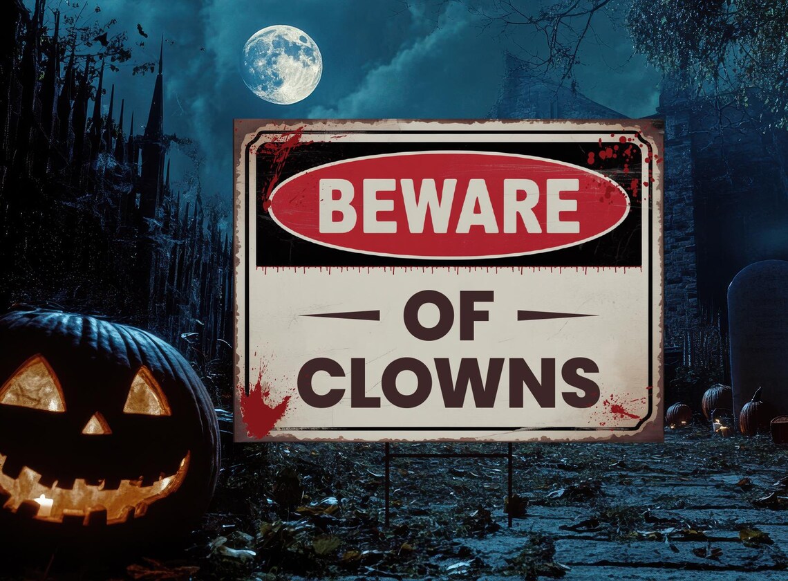 Beware of Clowns Yard Sign, Keep Out Halloween Lawn Decoration, Scary ...