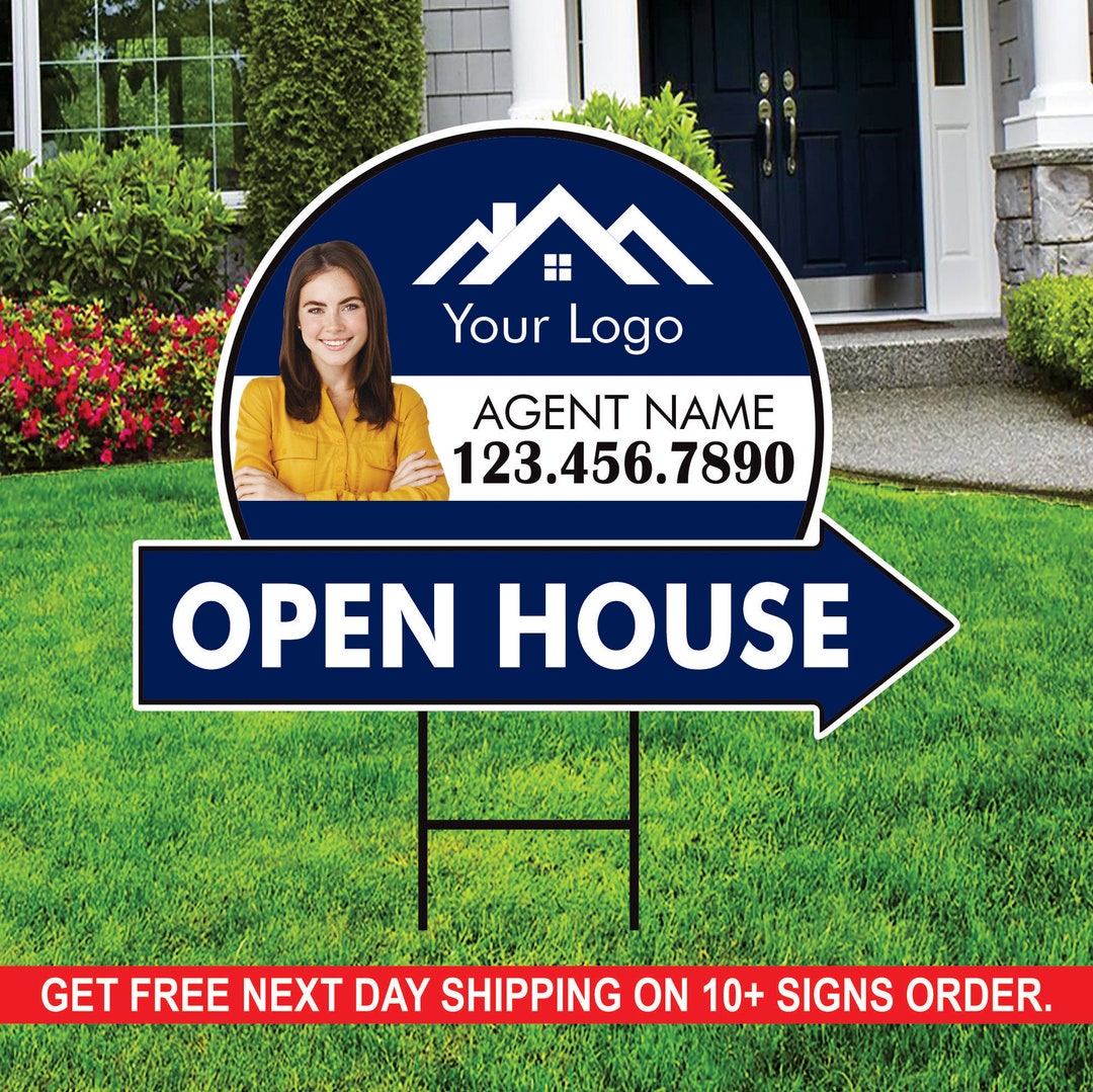 Custom Open House Arrow Yard Sign 18" X 24", 2 Sided Add Your Text ...