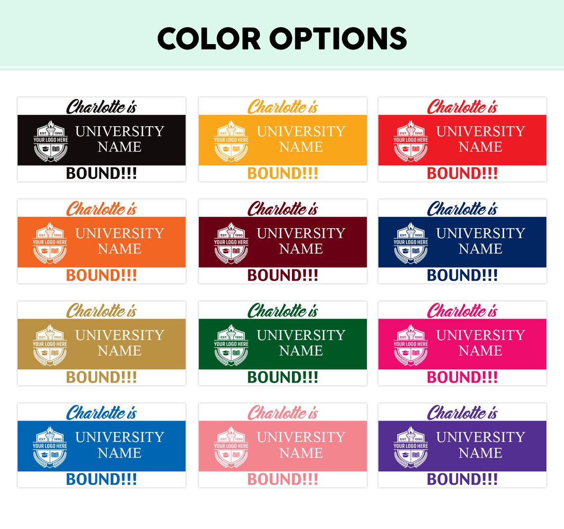 Personalized College Bound Banner Sign - 13 Oz College Logo Sign ...