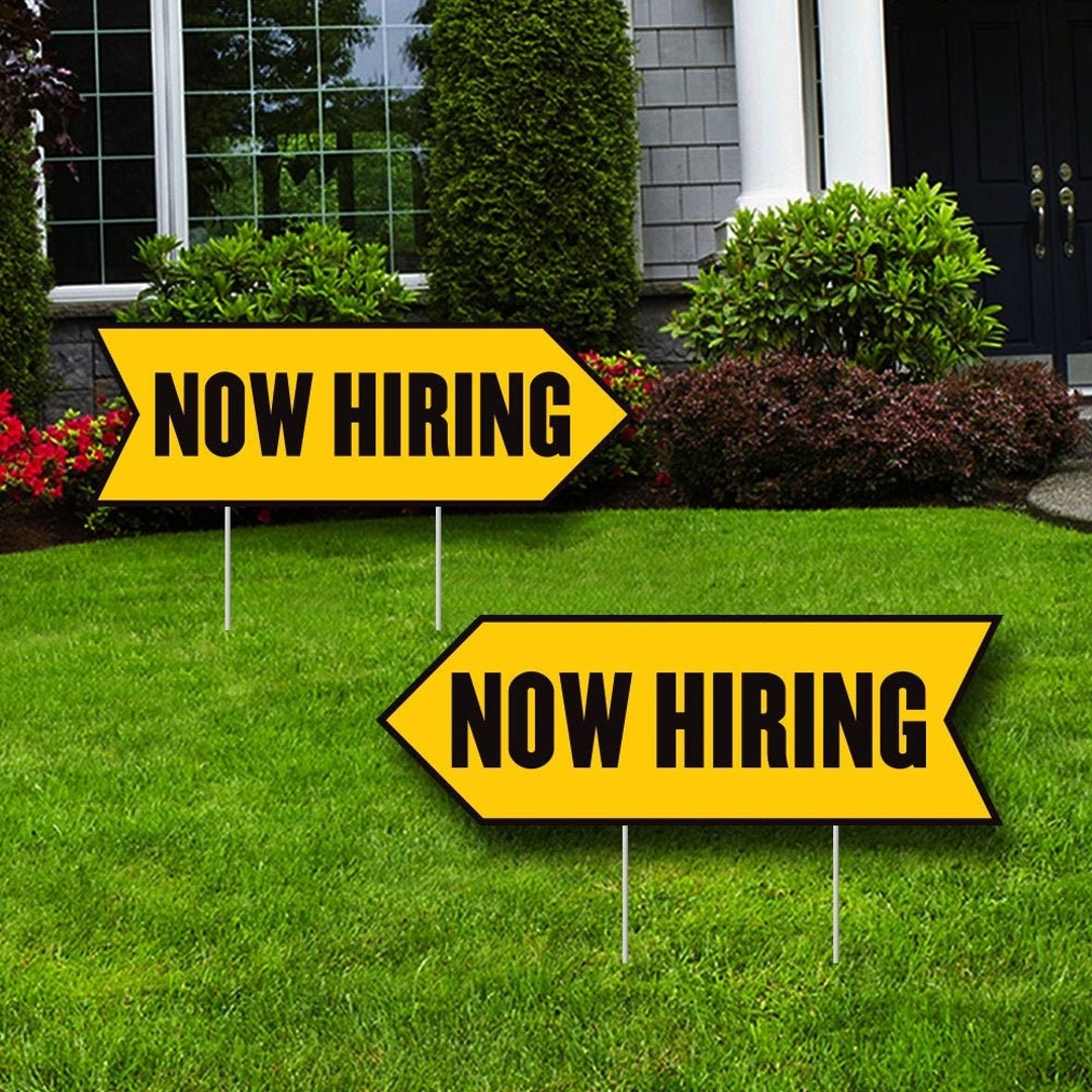 Pack of 2 Now Hiring Yard Signs With Arrows 23" X 7.5" - Coroplast Now ...