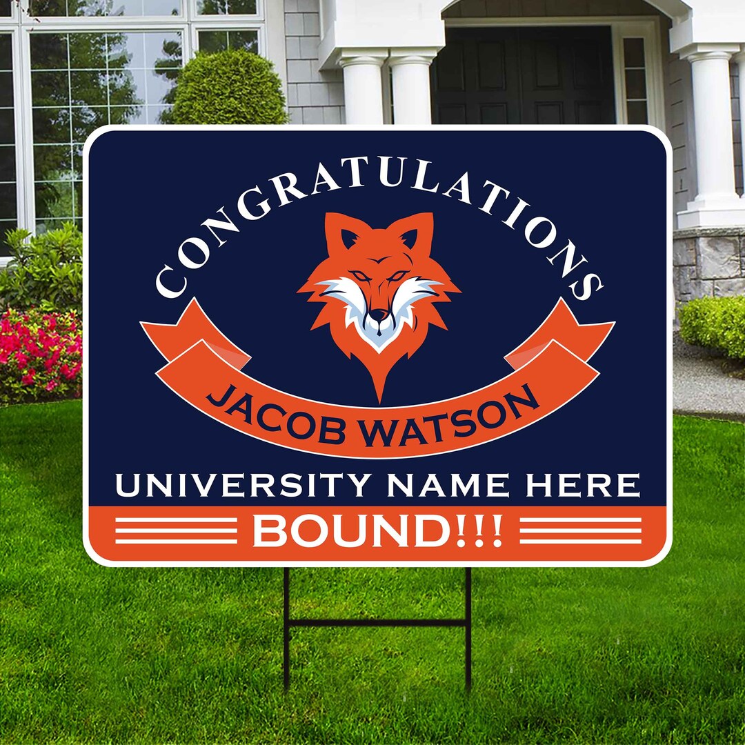 Personalized College Bound Yard Sign, College Logo Sign, Custom ...