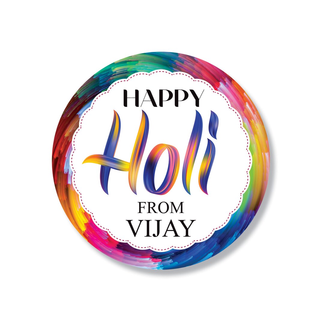 Personalized Happy Holi Stickers, Custom Hindu Spring Stickers, Happy ...