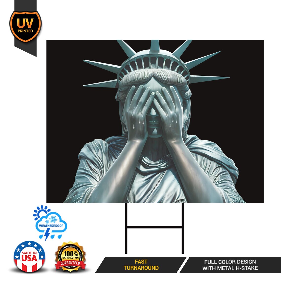 Weeping Statue of Liberty Yard Sign - Anti-trump Lawn Sign, Lady ...