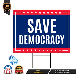 Save Democracy Yard Sign - Coroplast Vote Democrat Lawn Sign, 2025 ...