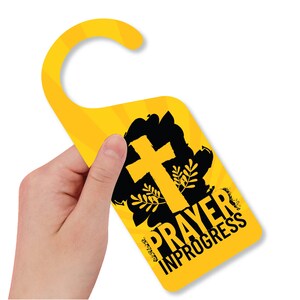 Prayer in Progress Religious Cross Door Hanger, Doorknob Sign, PVC Door ...